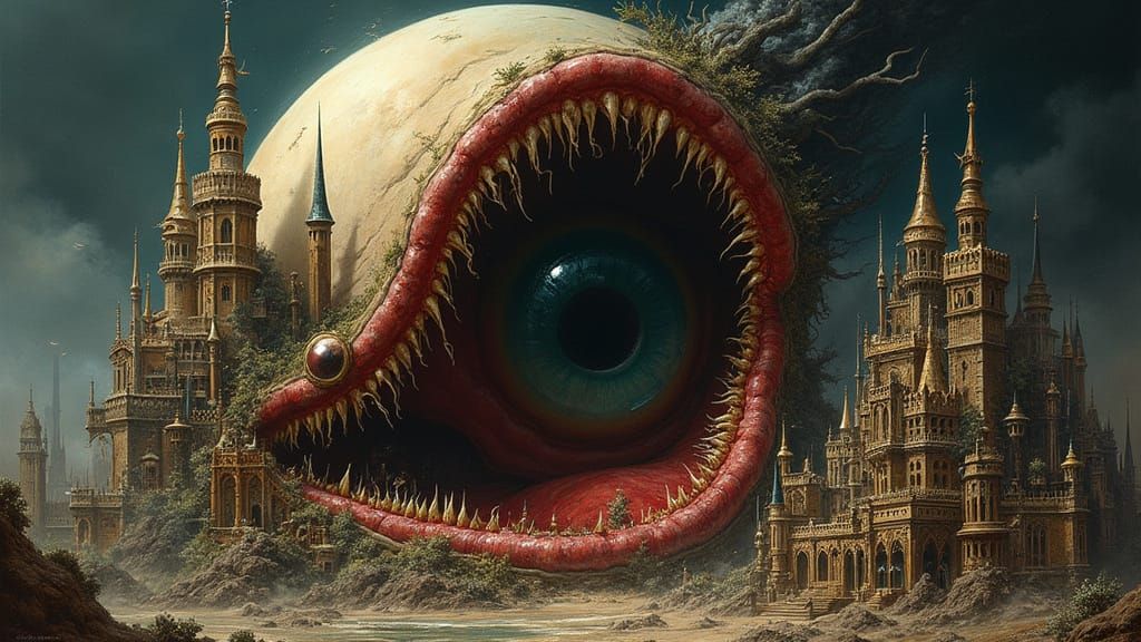 Gothic Horror - Grotesque, Cyberpunk-Inspired Eyeball of Dar...