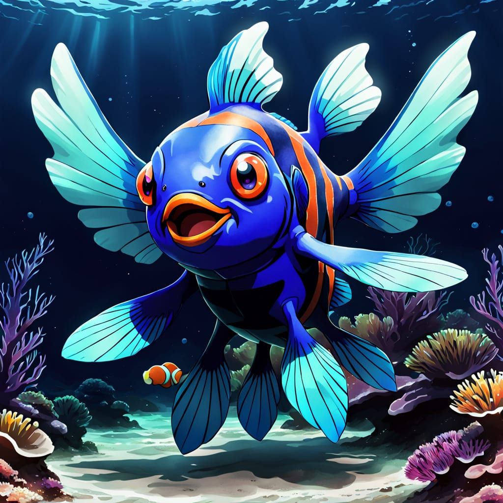 Dark-type Fakemon with Majestic Clown Fish Inspira... - AI Art