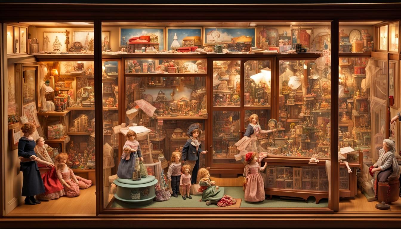 Toy Store Display Window at Night - Childhood Wonders in a V...
