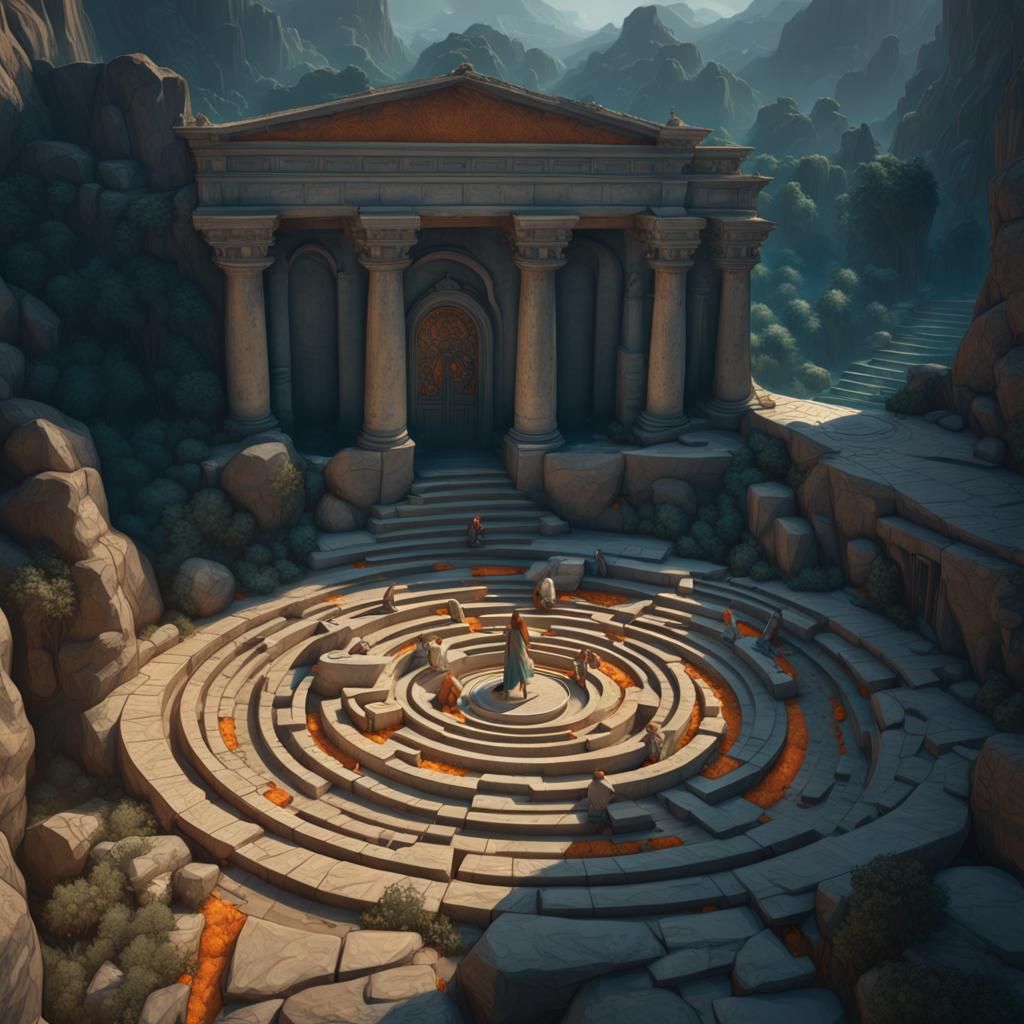 A stone Greek labyrinth 2 - AI Generated Artwork - NightCafe Creator