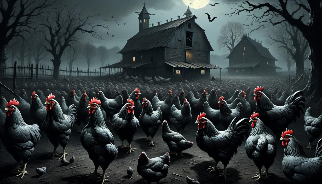 dark chicken farm - AI Generated Artwork - NightCafe Creator