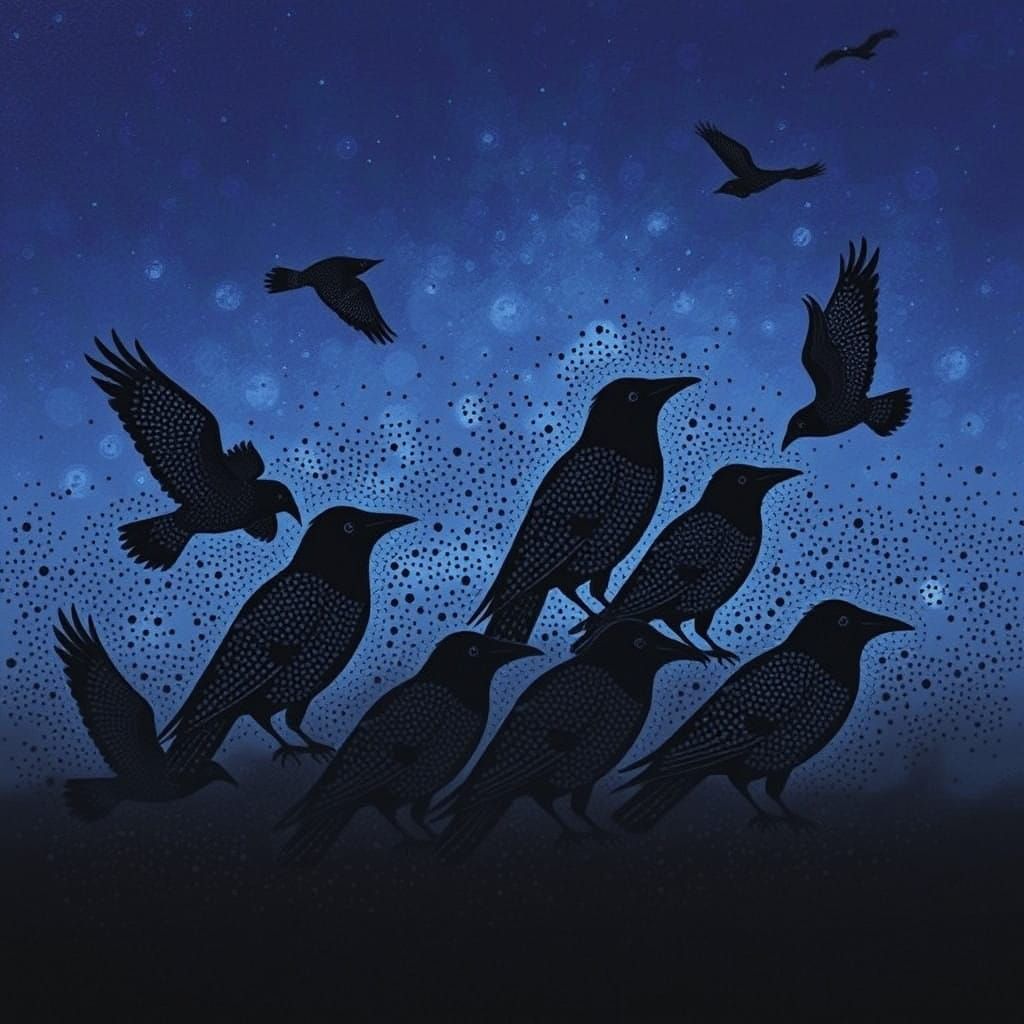 A flock of crows. - A flock of crows.