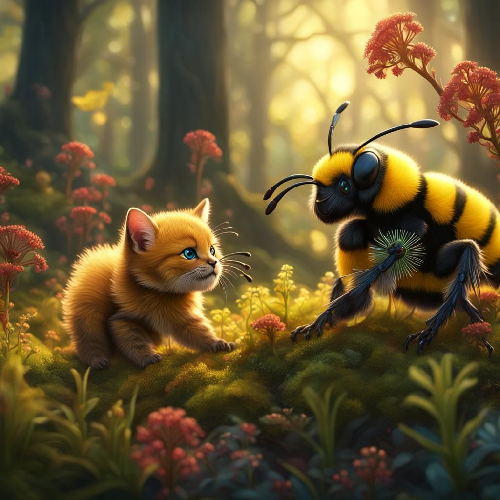 wings of fire sundew and bumblebee playing in the forest with kittens ...