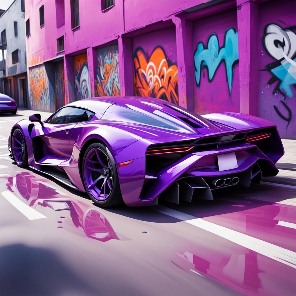 futuristic violet colored supercar, scissor doors, exotic car, hypercar ...