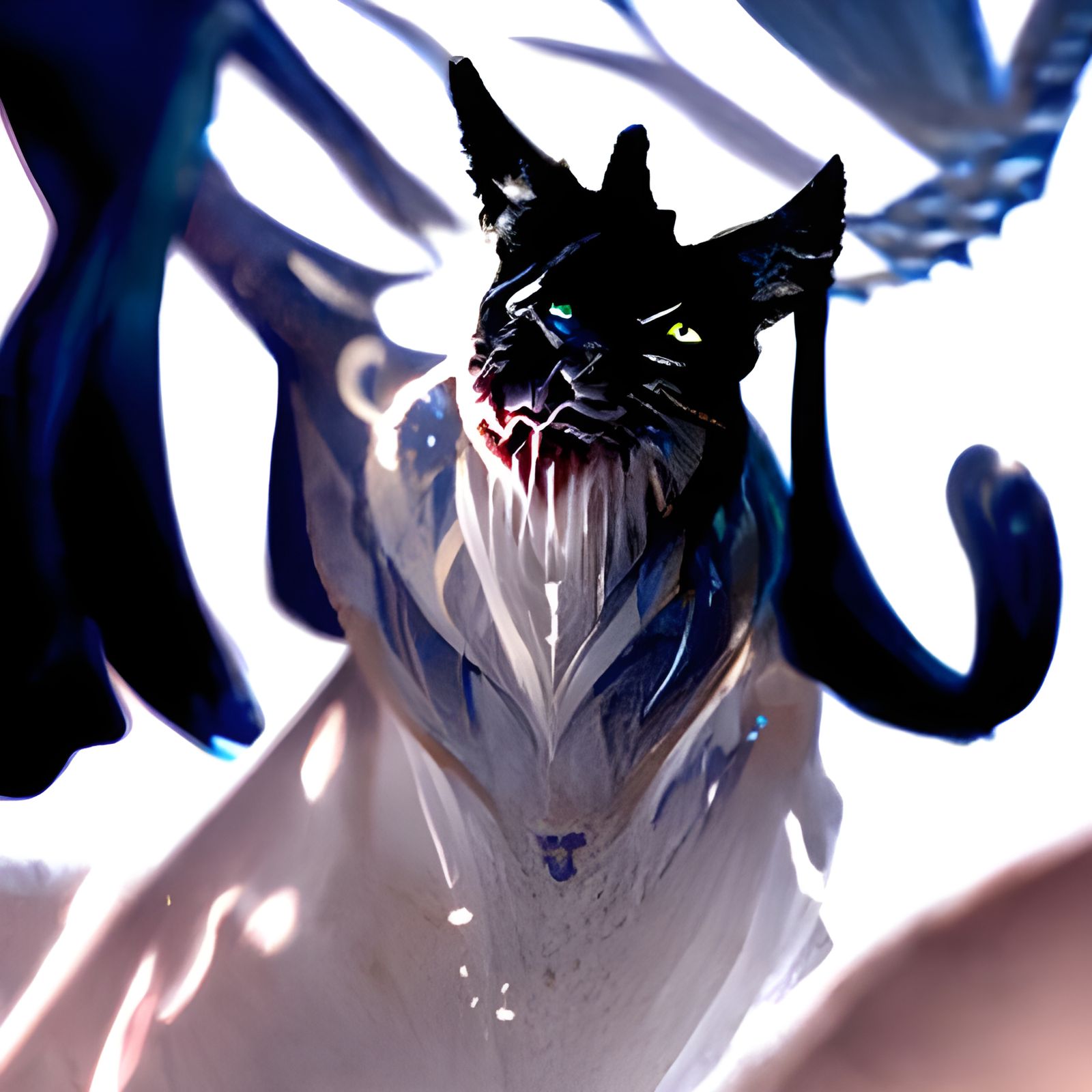Demigod cat with fangs and wings - AI Generated Artwork - NightCafe Creator