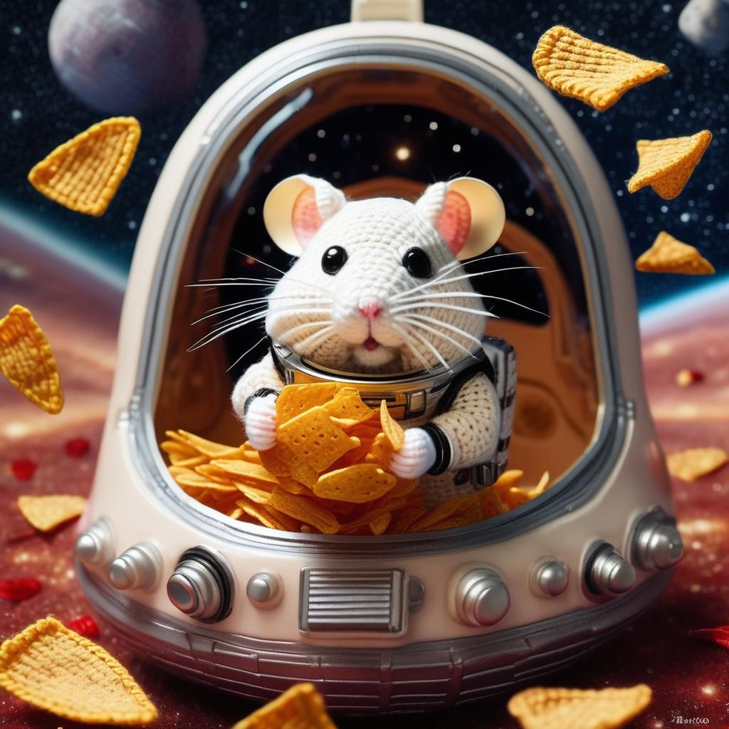 Crocheted Hamster Astronaut - AI Generated Artwork - NightCafe Creator