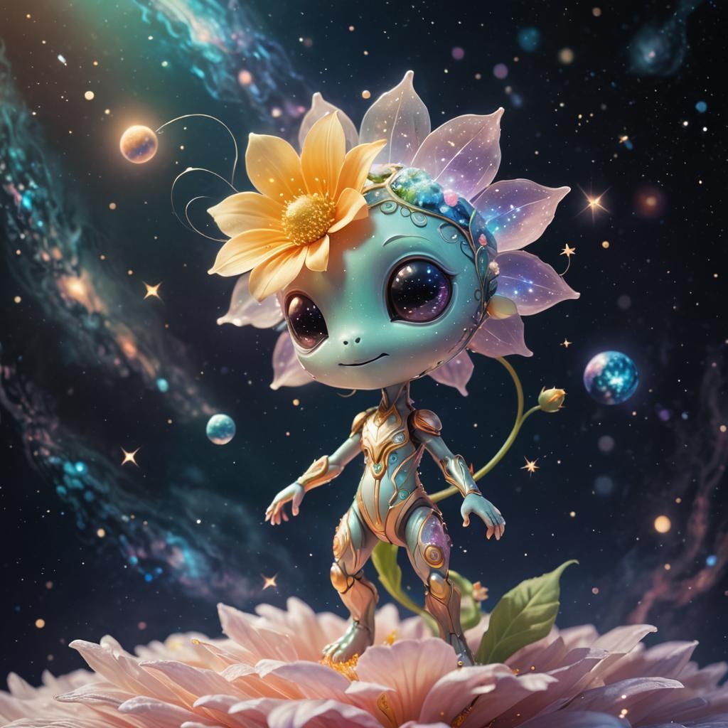 Dreamy Celestial Flower Sprite in Pastel Hues - AI Art