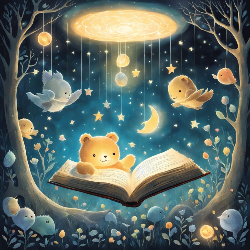 Ethereal Lullaby Book Illuminated by Ghostly Hands - AI Art