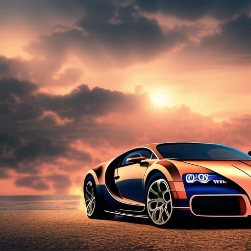 Bugatti in the Sunset - AI Generated Artwork - NightCafe Creator