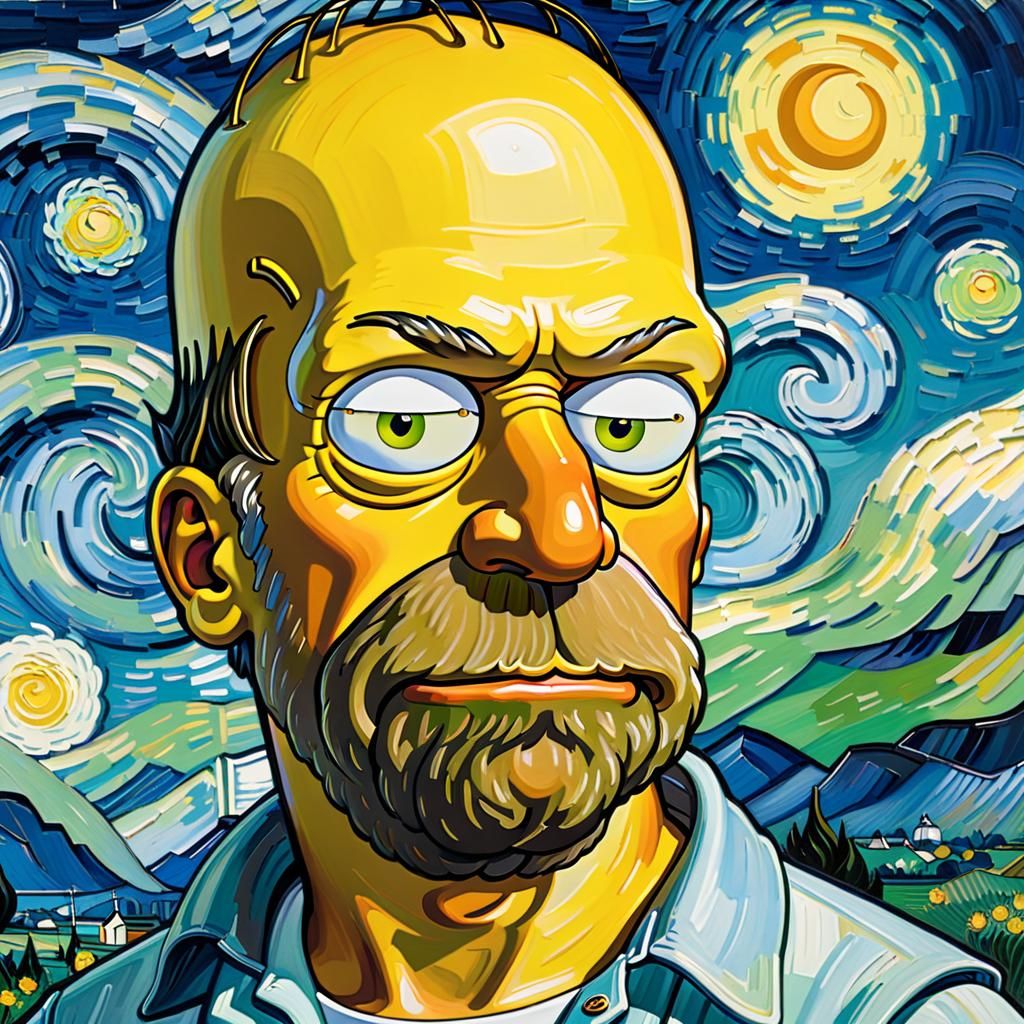 A portrait of Homer Simpson, art by vincent van gogh, detailed ...