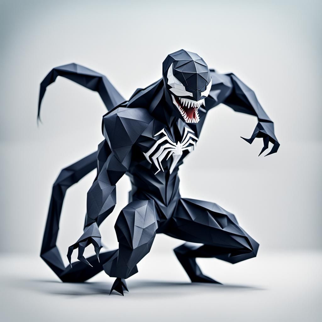 Venom, Origami paper folds papercraft, made of paper, stationery, 8K ...