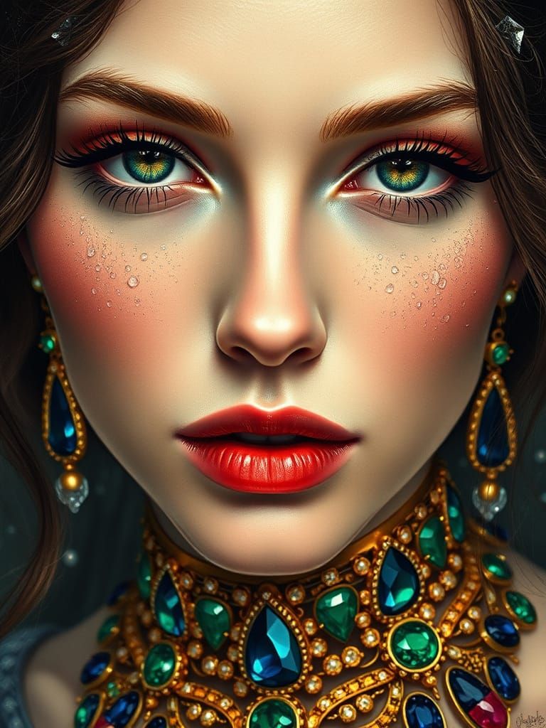 Close up of a beautiful woman crying. Tears. Wearing beautiful ...