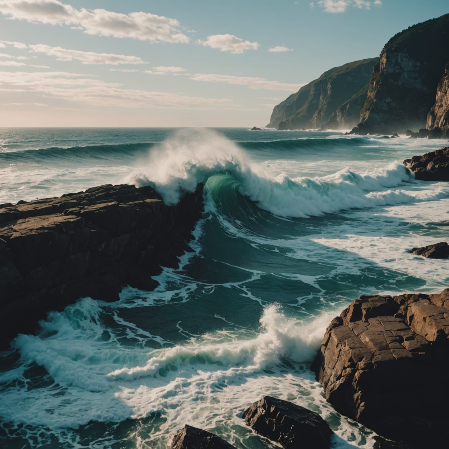 A wave hits the rocks. The sea - Stunning Cinematic Film Sti...