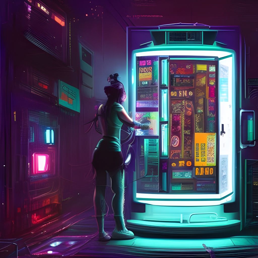 Cosmic-moonlit vending machine - AI Generated Artwork - NightCafe Creator