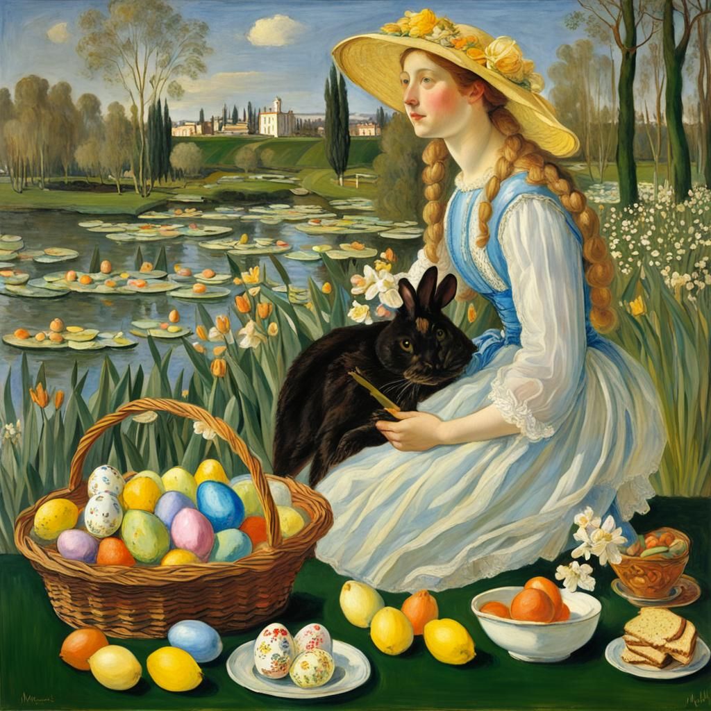 botticelli, spring, Easter, chocolate, monet, manet - AI Generated Artwork - NightCafe Creator