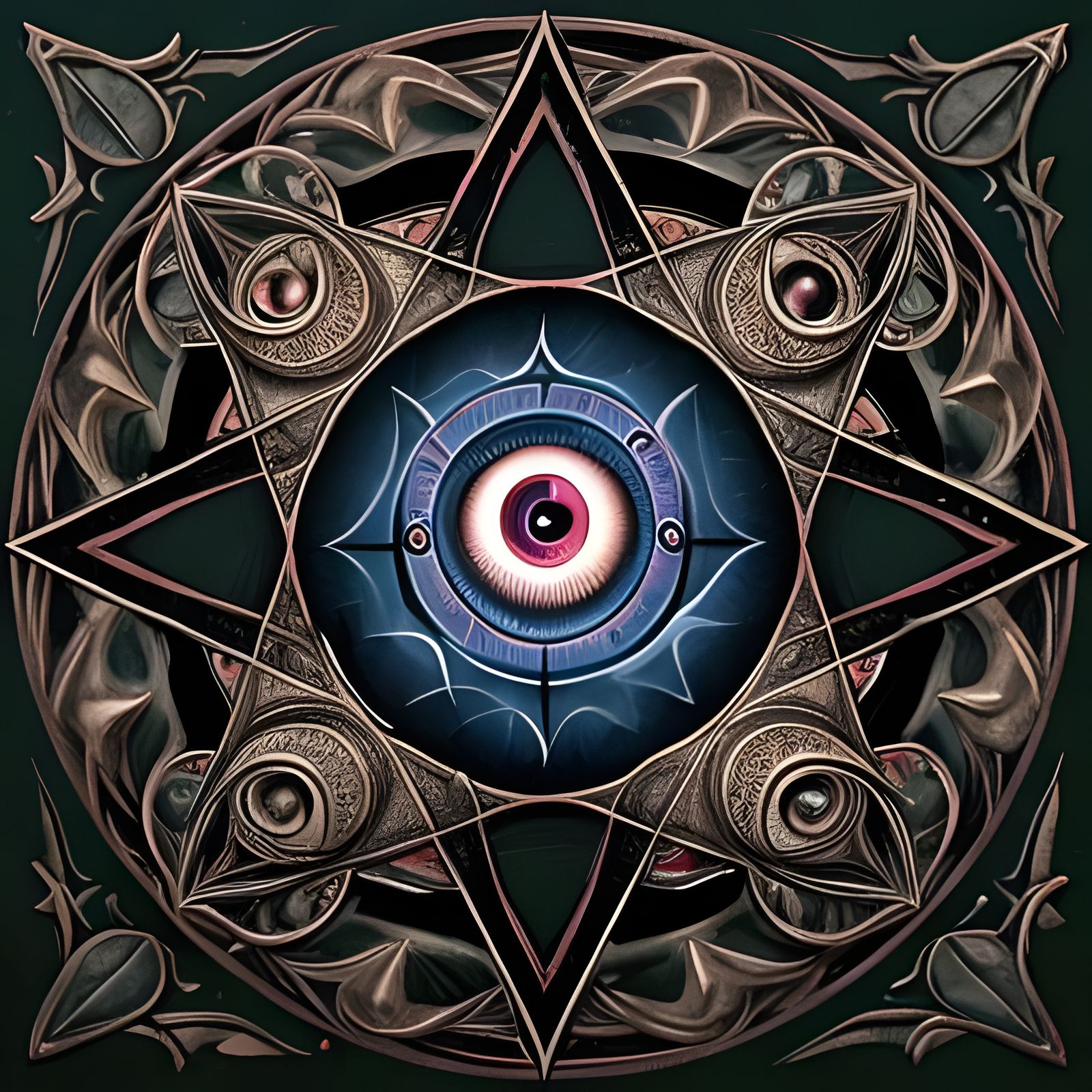 All Seeing Eye sigil gothic art folk art spiraling detailed complex ...