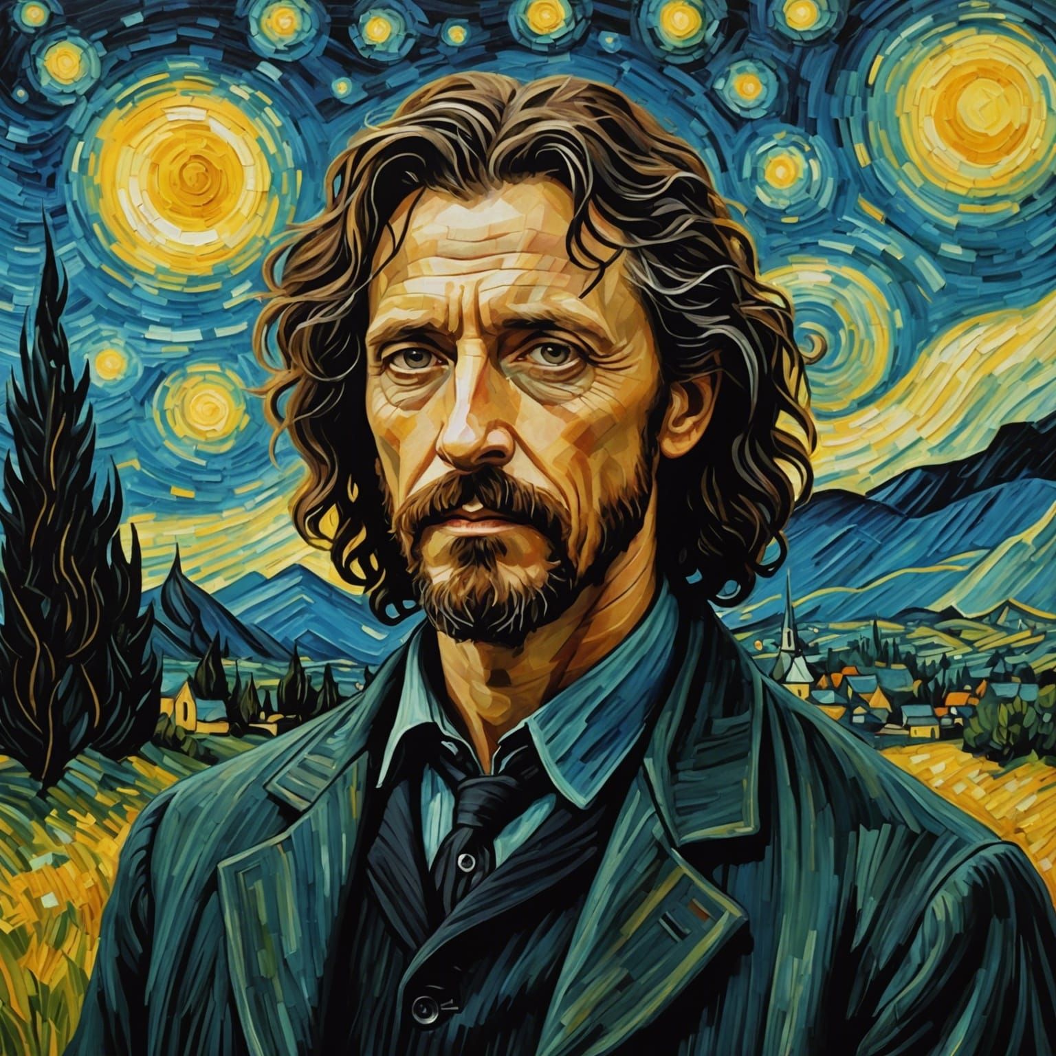 Sirius Black in Van Gogh Style Oil Painting - AI Generated Artwork - NightCafe Creator