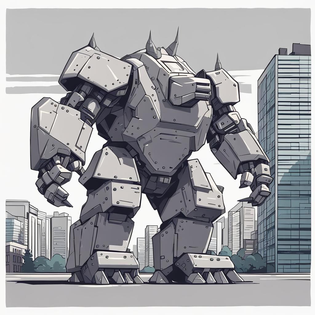 Rhino Mecha in the city - AI Generated Artwork - NightCafe Creator