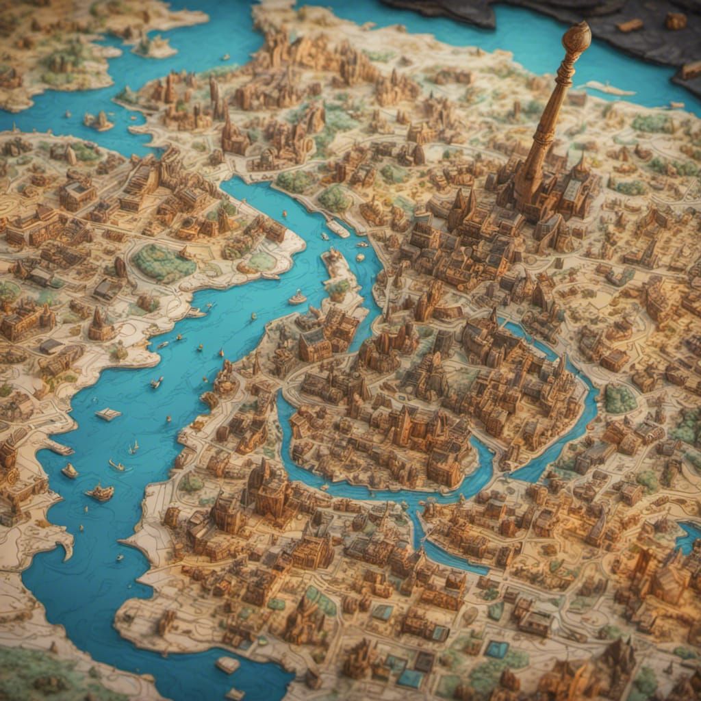 Old fashioned 3D map - AI Generated Artwork - NightCafe Creator