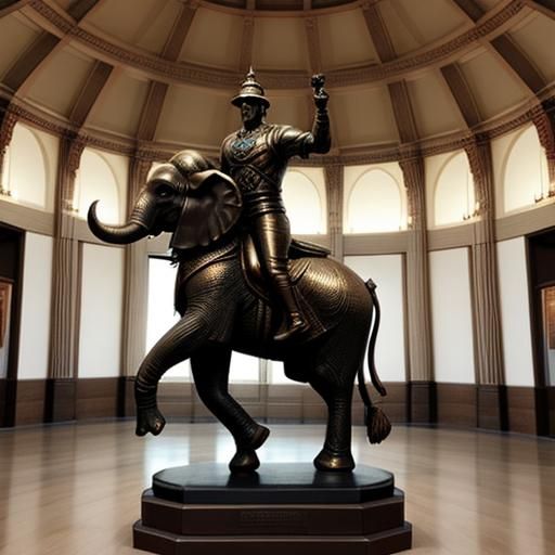 bronze statue of a man riding an elephant - AI Generated Artwork ...