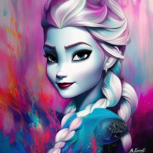 Ink Splash Queen Elsa - AI Generated Artwork - NightCafe Creator