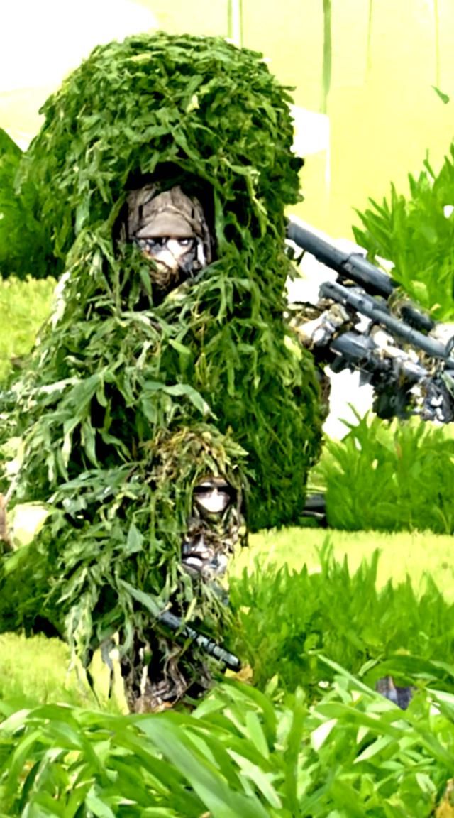 Ghillie suit sniper waiting in the bushes - AI Generated Artwork ...