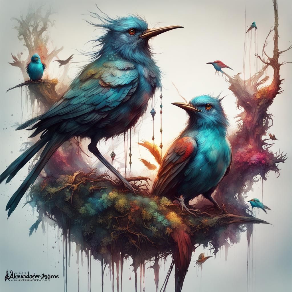 BIRDS IN BLUE - AI Generated Artwork - NightCafe Creator