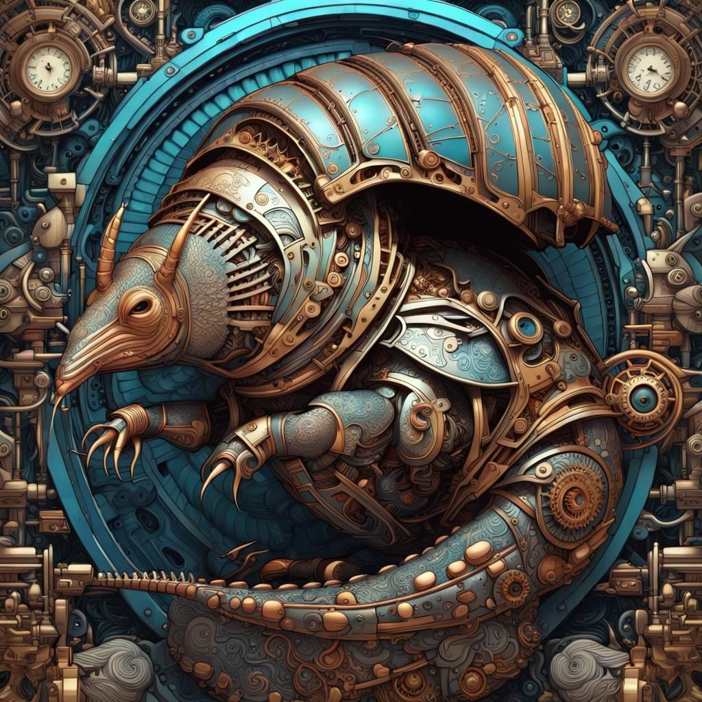 Steampunk mechanical armadillo - AI Generated Artwork - NightCafe Creator