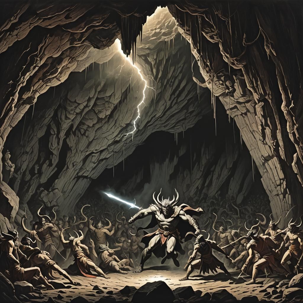 Demon Cave Killed by Indra's Thunderbolt - AI Generated Artwork ...