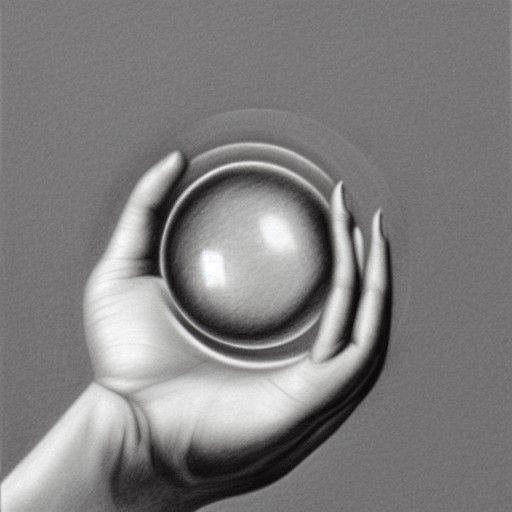 A hand holding a glass ball :: pencil drawing on paper :: hyper ...