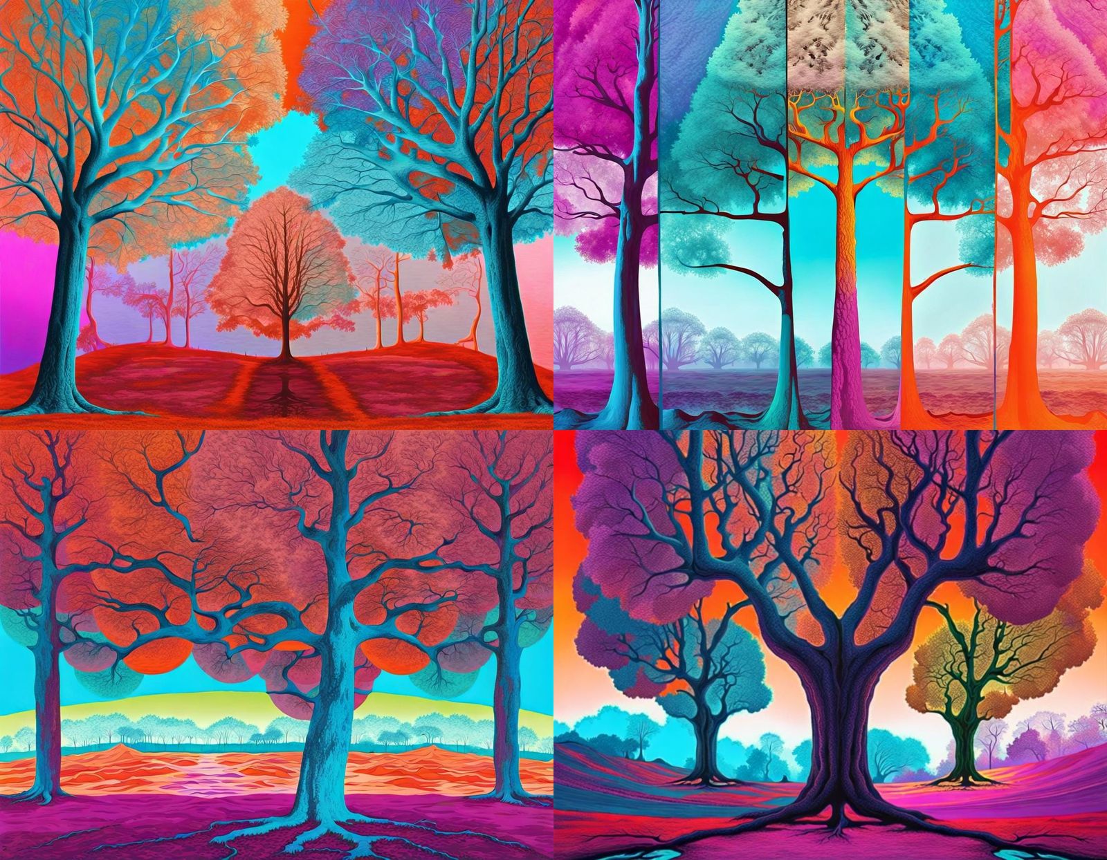 upside down, inverted tree landscape trees Pop art, psychedelic ...