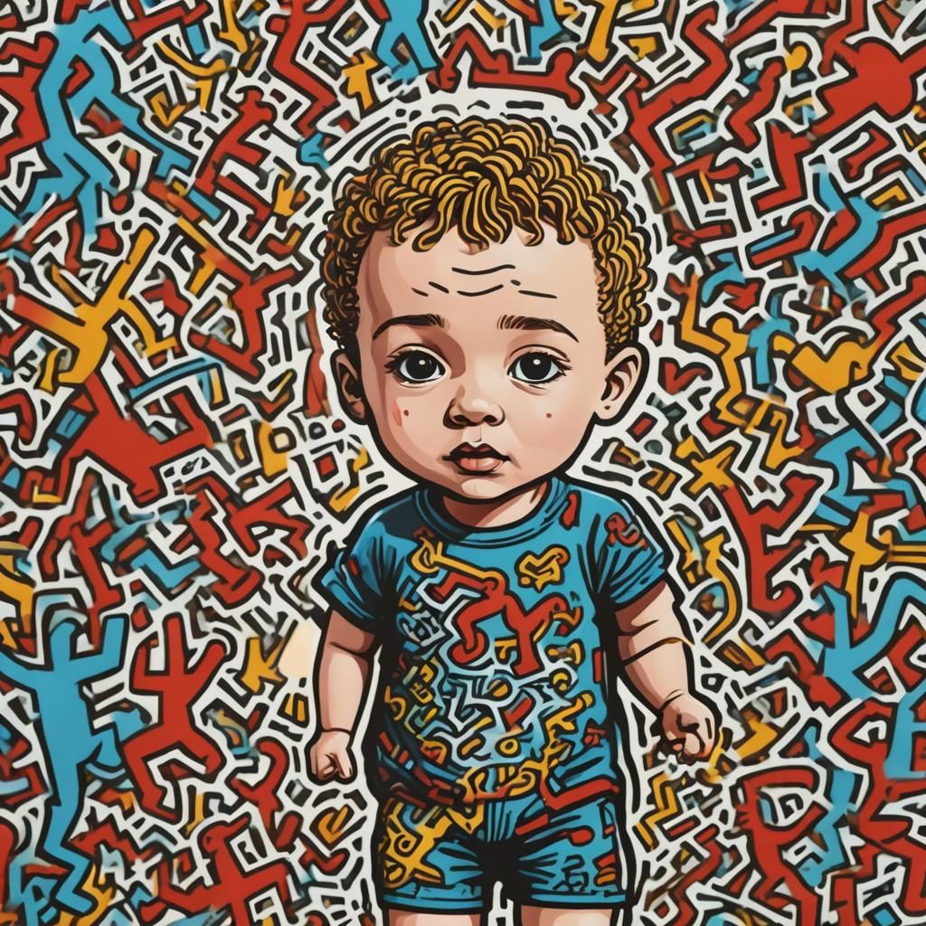 1baby boy in the style of Keith Haring 64k UHD insanely detailed ...