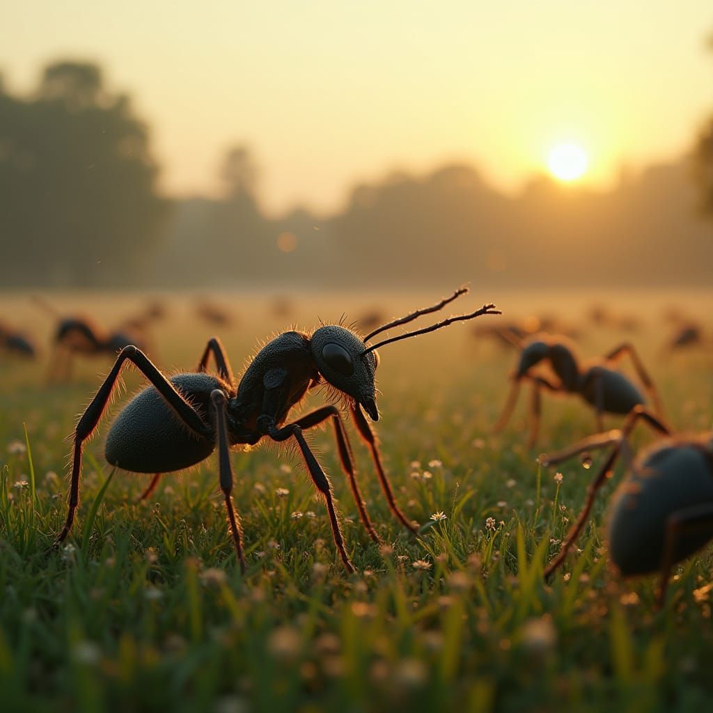 Giant Ants Overrun Football Field in Hyper-Realist... - AI Art