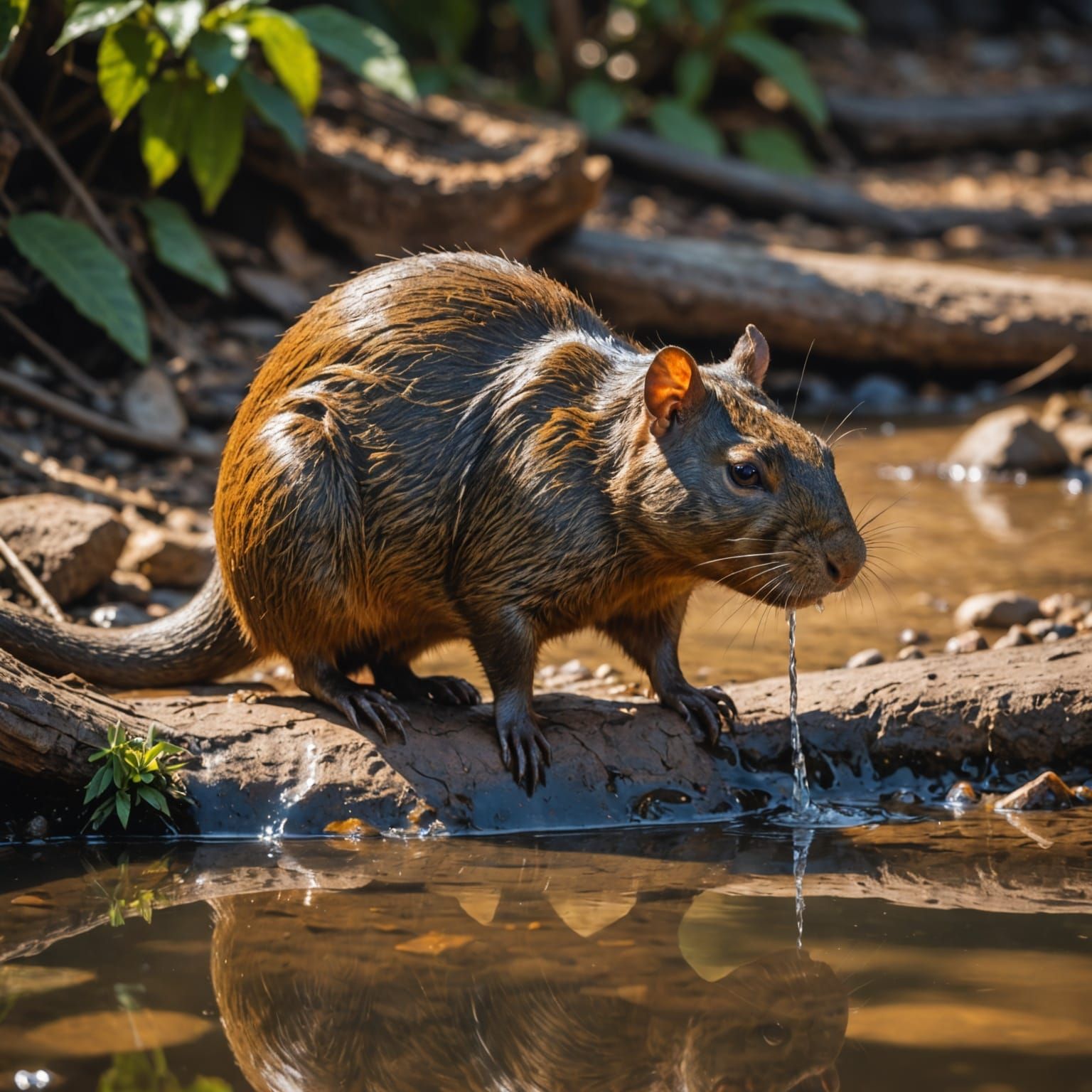 Agouti in Vibrant Tropical Landscape - AI Art