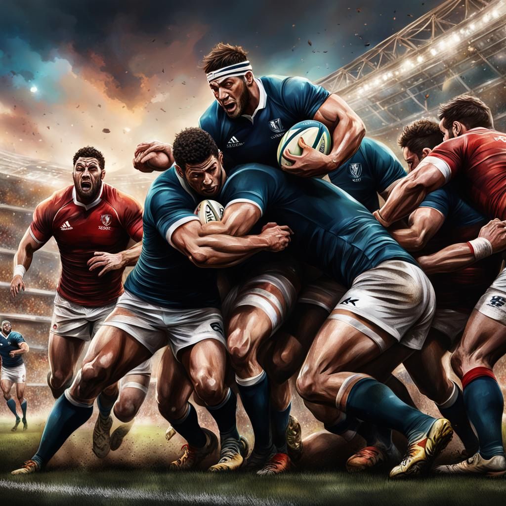 The Rugby's team fight for the goal - AI Generated Artwork - NightCafe ...