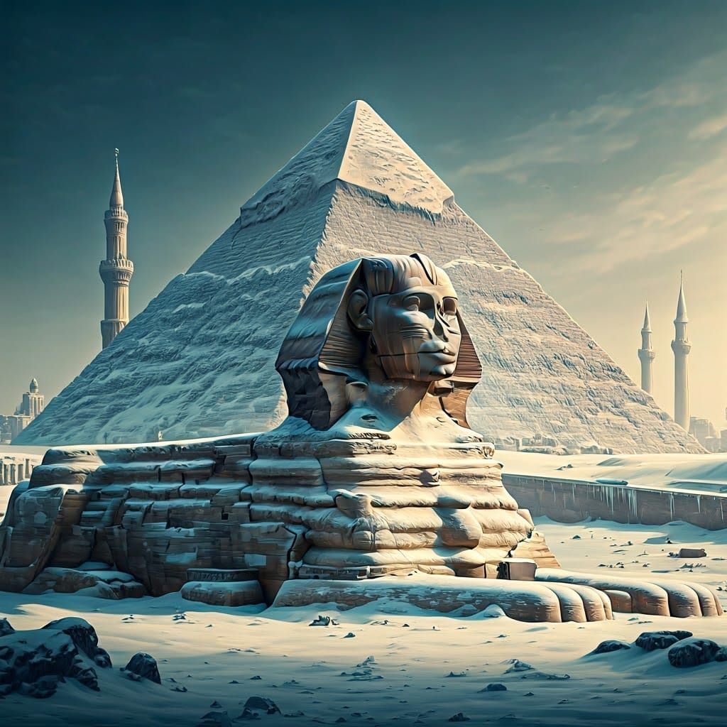 Frozen Wonders of Giza: Snow-Covered Pyramids and ... - AI Art
