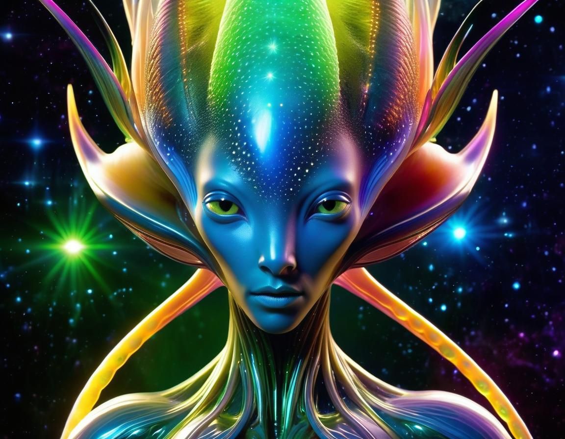 (Stunningly beautiful ethereal translucent water alien-like muliticolored microbiological ...