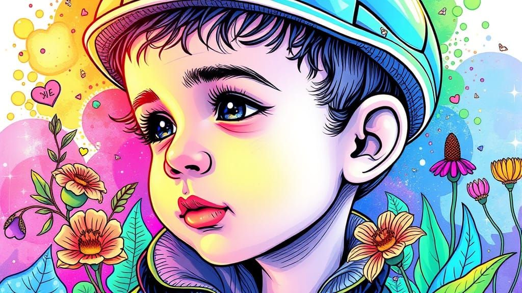 Whimsical Botanical Engineer in a Rainbow World - AI Art