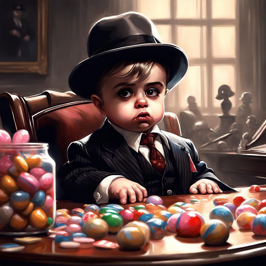 Little Al Capone after having realized that someone ate one of his ...