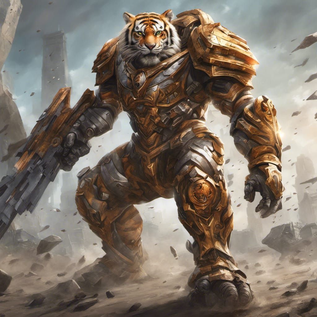 Tiger Mech in Battle Armor - AI Generated Artwork - NightCafe Creator