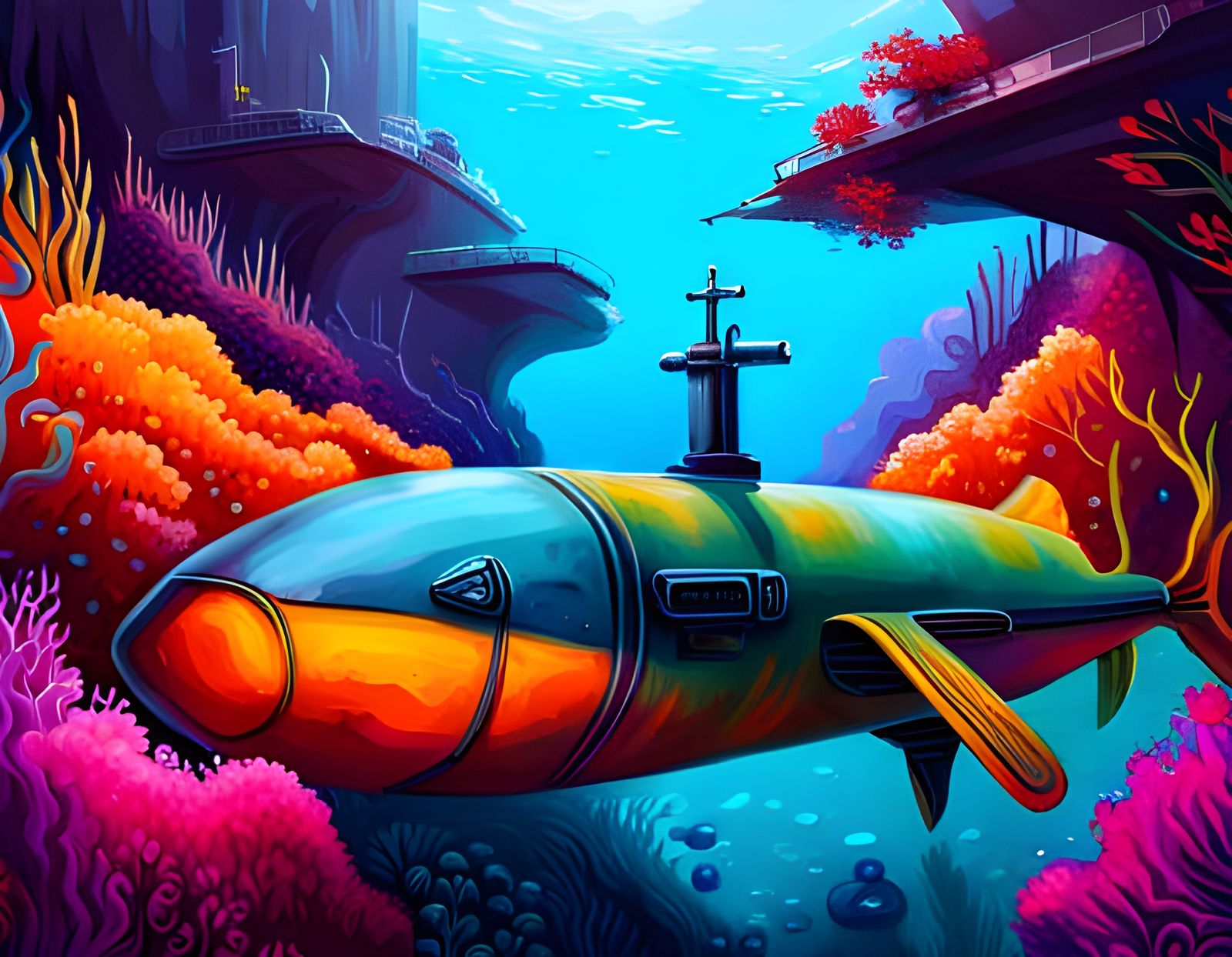 submarine colorful - AI Generated Artwork - NightCafe Creator