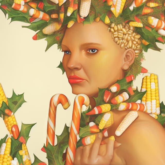 Queen of Candy Korn-Canes - AI Generated Artwork - NightCafe Creator