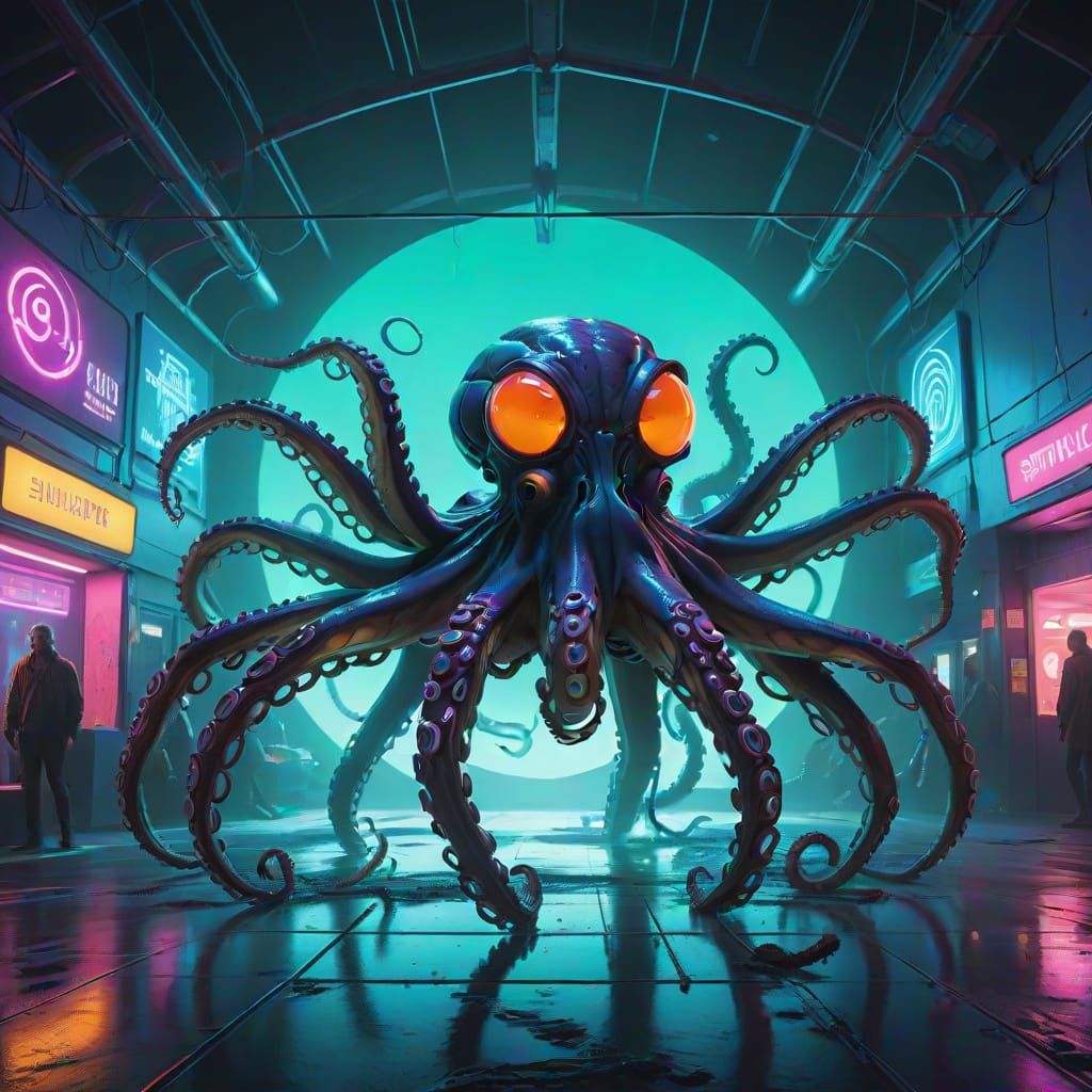 Ethereal Octo-Spider Hybrid Struts on Runway in Bi... - AI Art