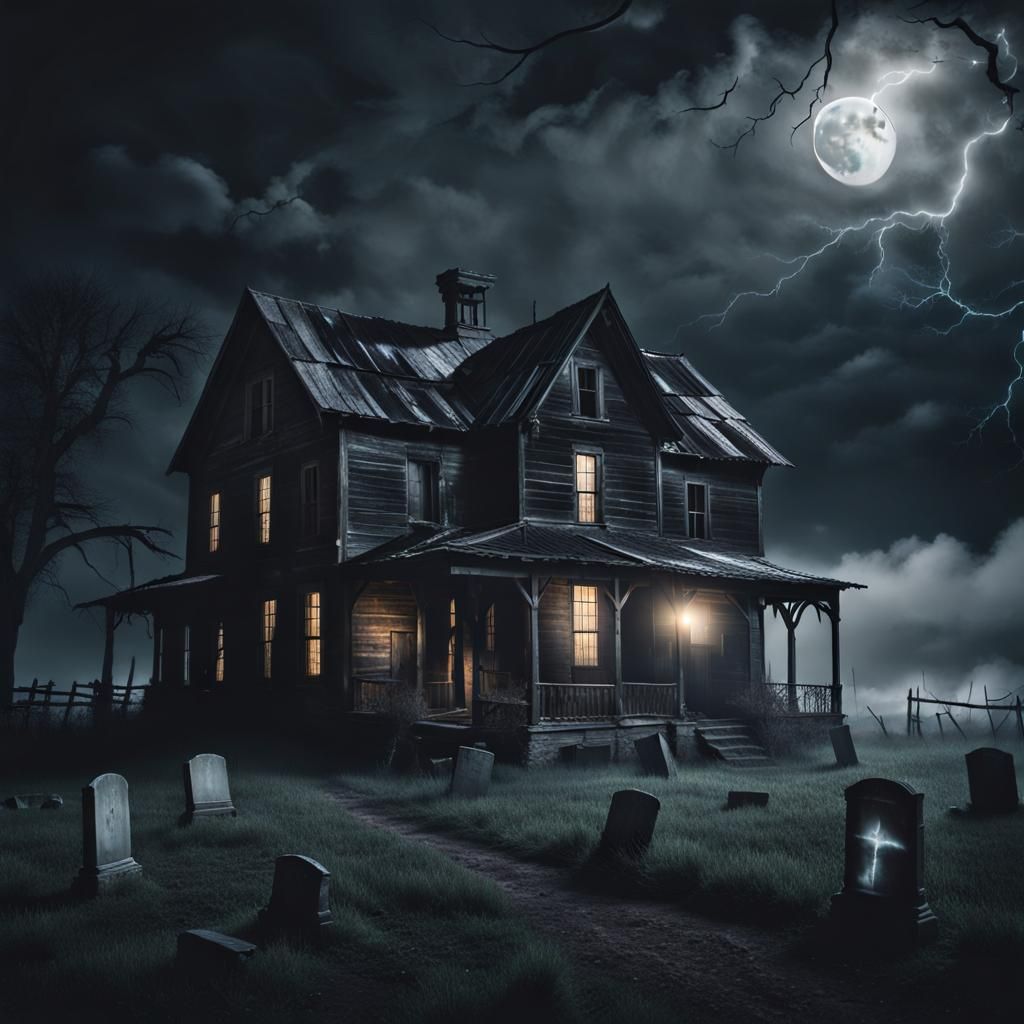 Haunted Farm House on a Stormy Night - AI Generated Artwork - NightCafe ...