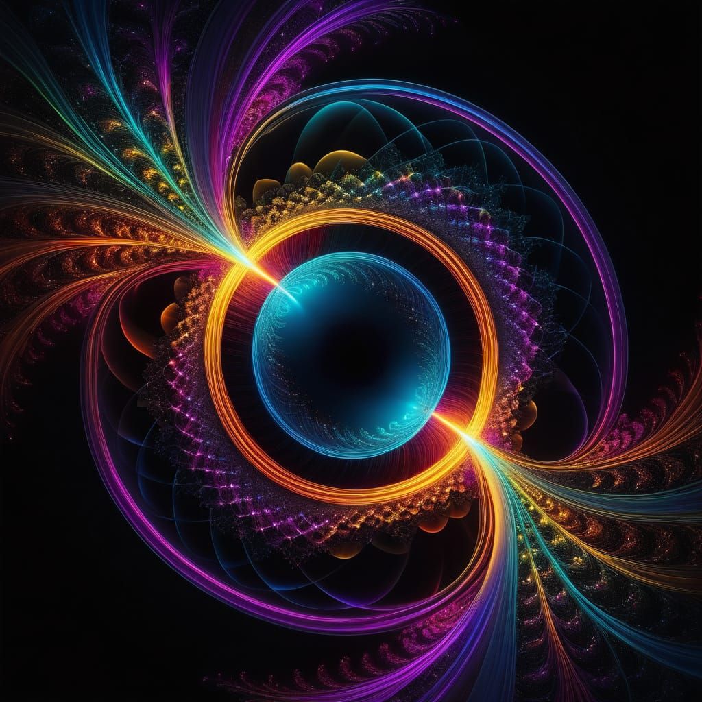 Surreal Subatomic Particle Radiates Iridescent Aur... - AI Art