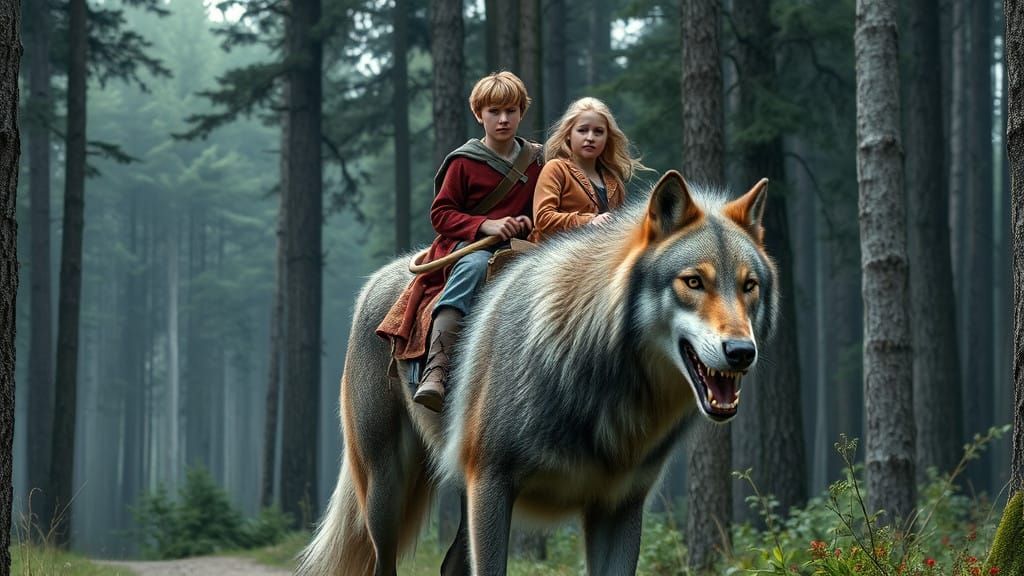 Concept art - Youthful Heroes Ride a Majestic Giant Wolf in ...