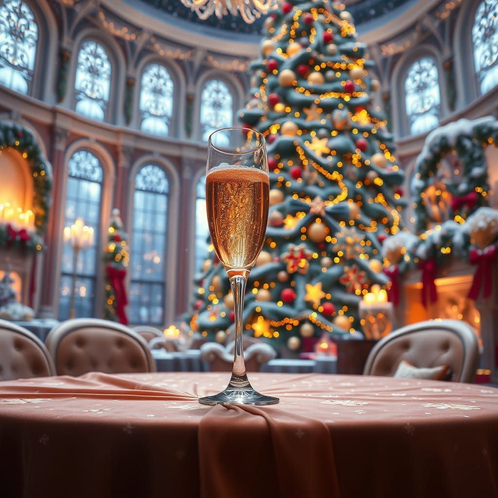 Ethereal Christmas Scene with Majestic Tree Illumi... - AI Art