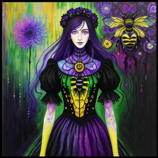Bee gothic art folk art psychedelic art mysterious complex elaborate ...