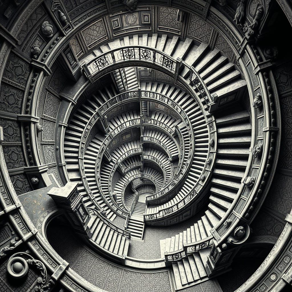 Escher-Style Staircase - Escher-Inspired Spiral Staircase wi...