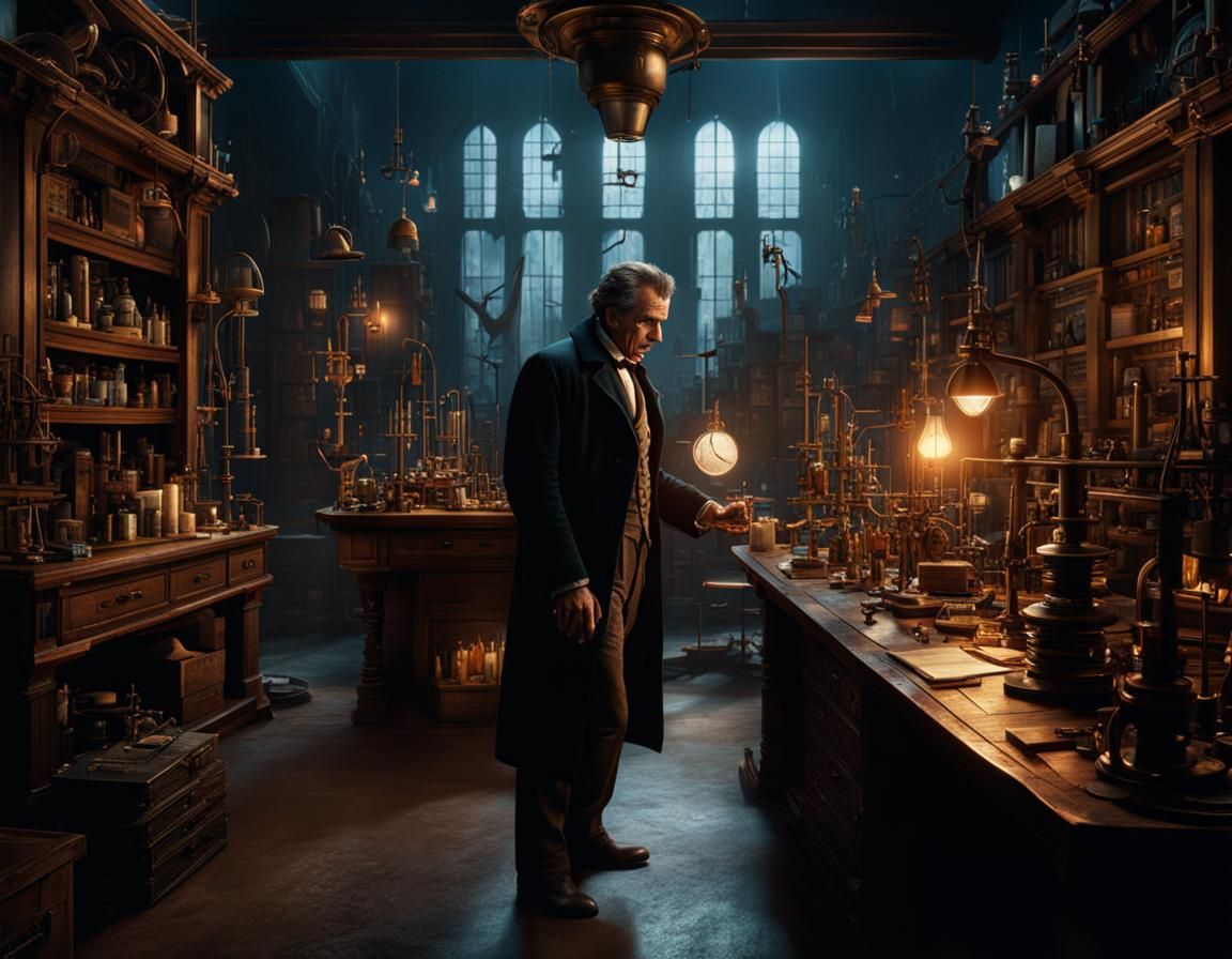 doctor frankenstein in his laboratory, Epic cinematic brilliant ...